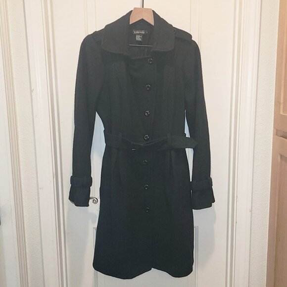 Rampage | Jackets & Coats | Rampage Belted Black Peacoat In Size Large ...